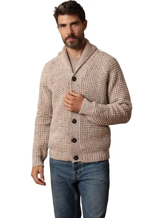 CELTIC & CO. British Waffle Stitch Cardigan - Oatmeal Fleck