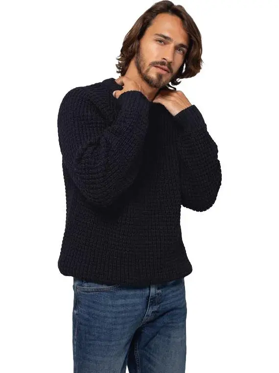 CELTIC & CO. British Waffle Stitch Crew - Dark Navy