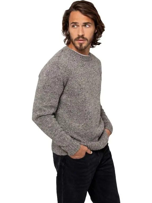 CELTIC & CO. Crew Neck Donegal Wool Sweater - Grey Pebble