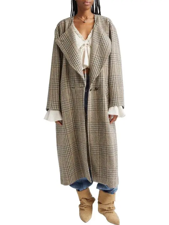 Isabel Marant Renee Plaid Virgin Wool Coat - Beige