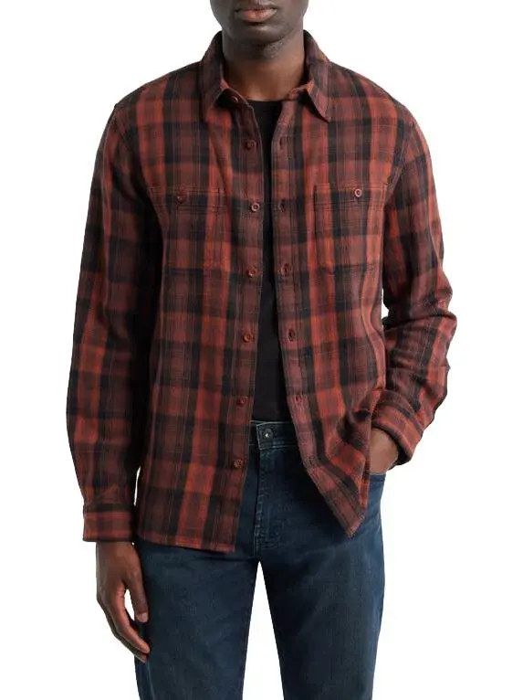 Ag Mason Plaid Flannel Button-up Shirt - Burgundy Multi