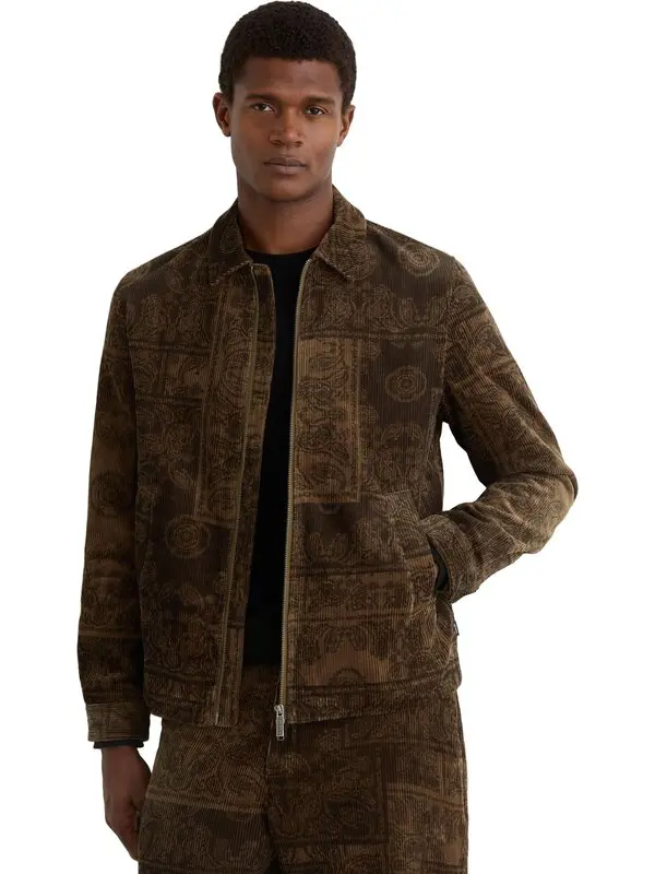LES DEUX Paisley Corduroy Coach Jacket - Teak