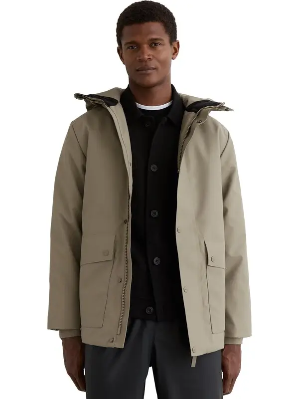 Rains Short Hooded Parka Coat - Drift