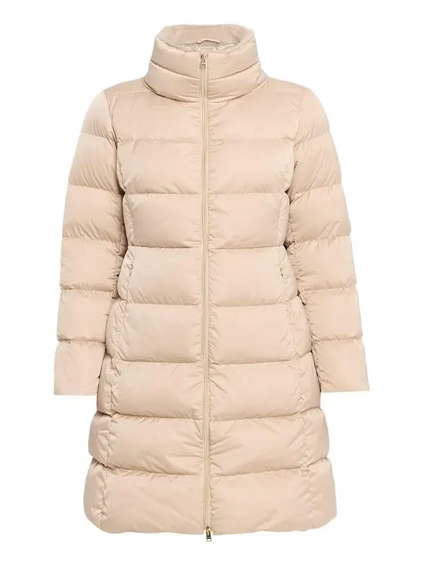 Herno Ultralight Nylon A-shape Down Jacket With Alternative Fur - Champagne
