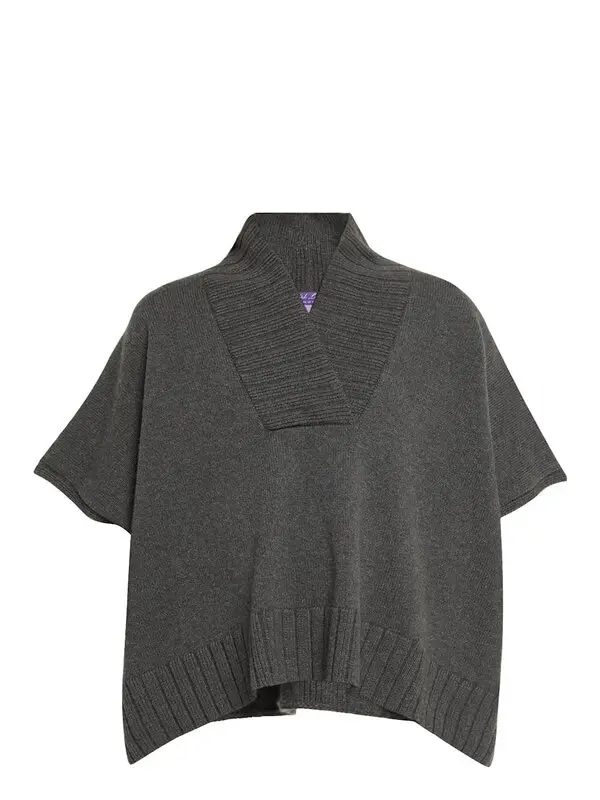 Ralph Lauren Cashmere Jersey Cape Top - Grey Heather