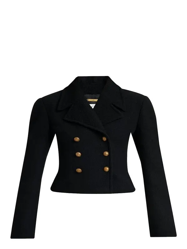 Chloé Double-breasted Wool Bouclette Crop Jacket - Black
