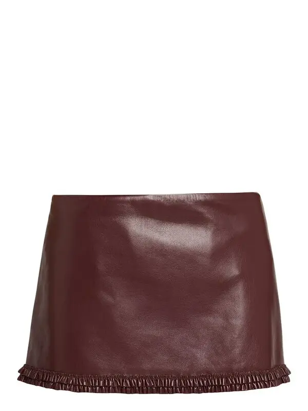 LoveShackFancy Noala Faux Leather Mini Skirt - Oxblood