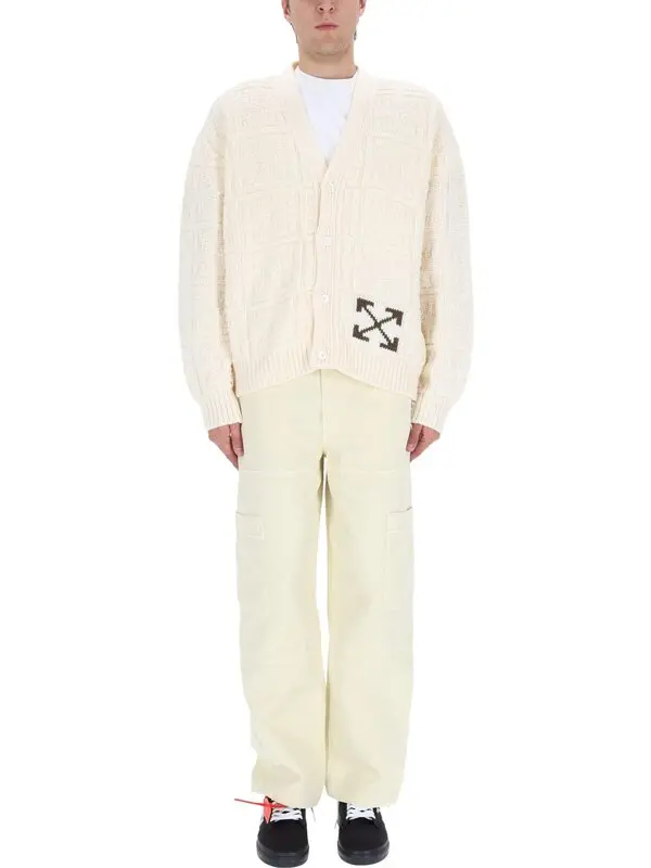 Off-White Arrow Stitch Cardigan - Beige