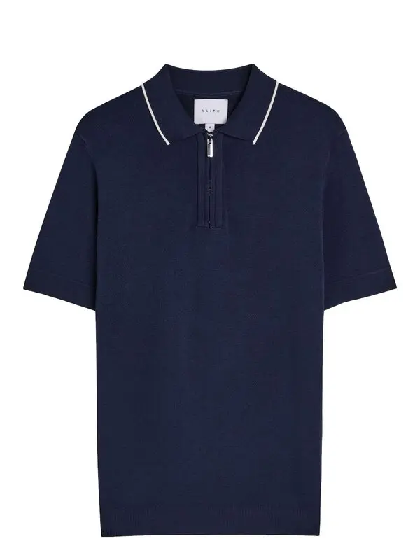 RAITH Henry Knit Polo Shirt - Navy