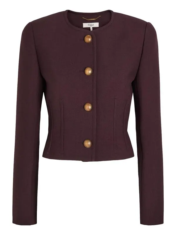 Chloé Darted Cropped Wool Jacket - Purple