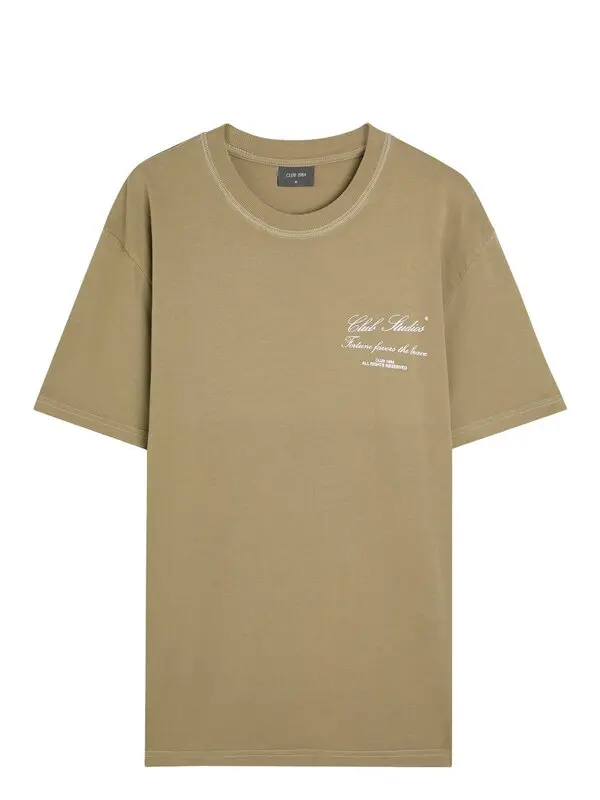 CLUB 1984 La Studio Printed Cotton T-shirt - Taupe