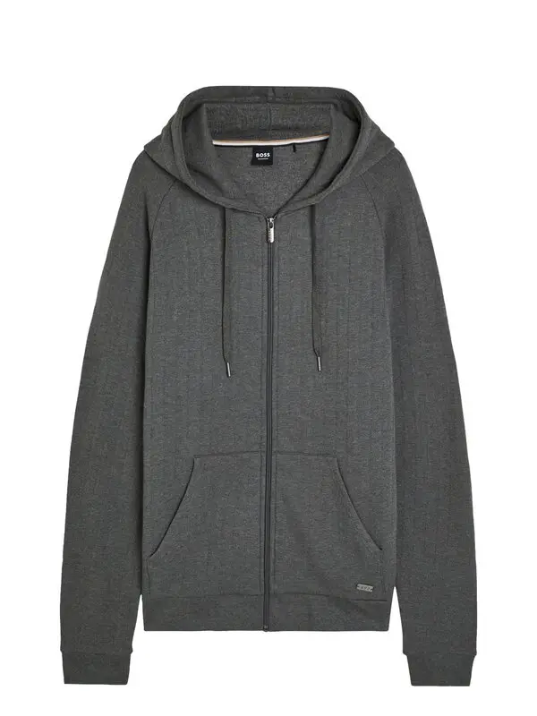 BOSS Hooded Cotton-blend Sweatshirt - Grey