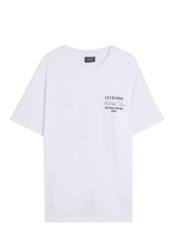 CLUB 1984 Welcome To Vegas Printed Cotton T-shirt - White