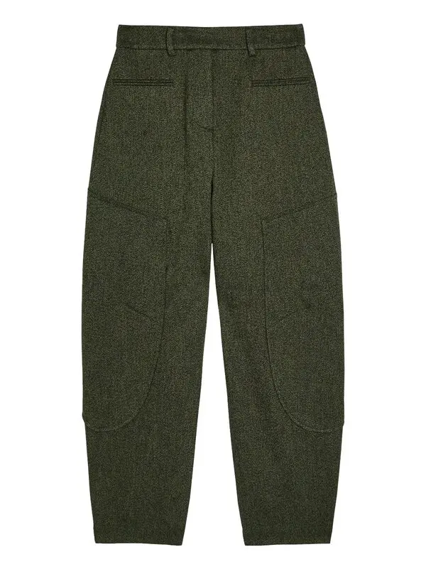 GANNI Mouline Cotton-blend Trousers - Dark Green