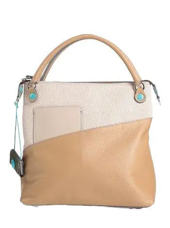 GABS Handbag In Calfskin With Floral Appliqués - Beige