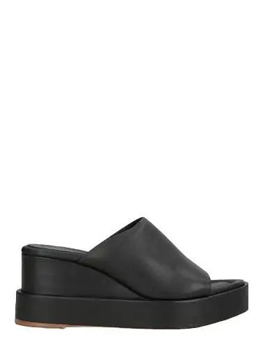 PALOMA BARCELO Leather Wedge Sandals - Black