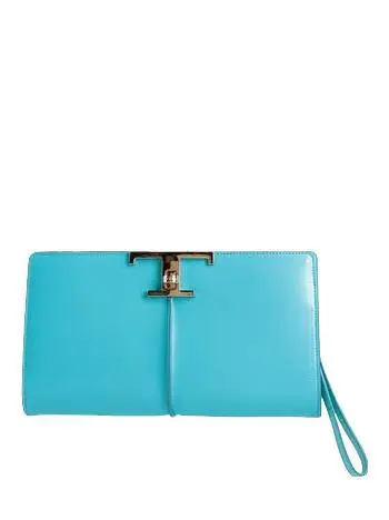 TOD'S Leather Clutch With Detachable Shoulder Strap - Blue