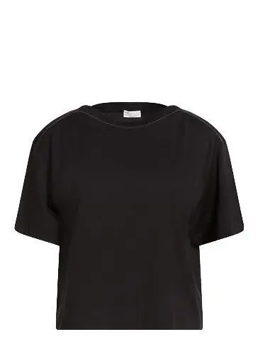 Brunello Cucinelli T-shirt In Cotton And Brass - Black