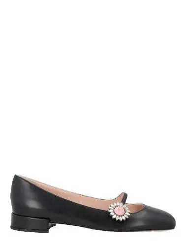 Valentino Garavani Leather Mary Jane Ballet Flats - Black