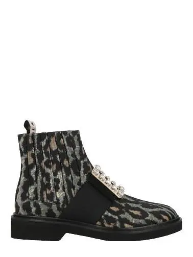ROGER VIVIER Military Leopard Jacquard Chelsea Boots - Green
