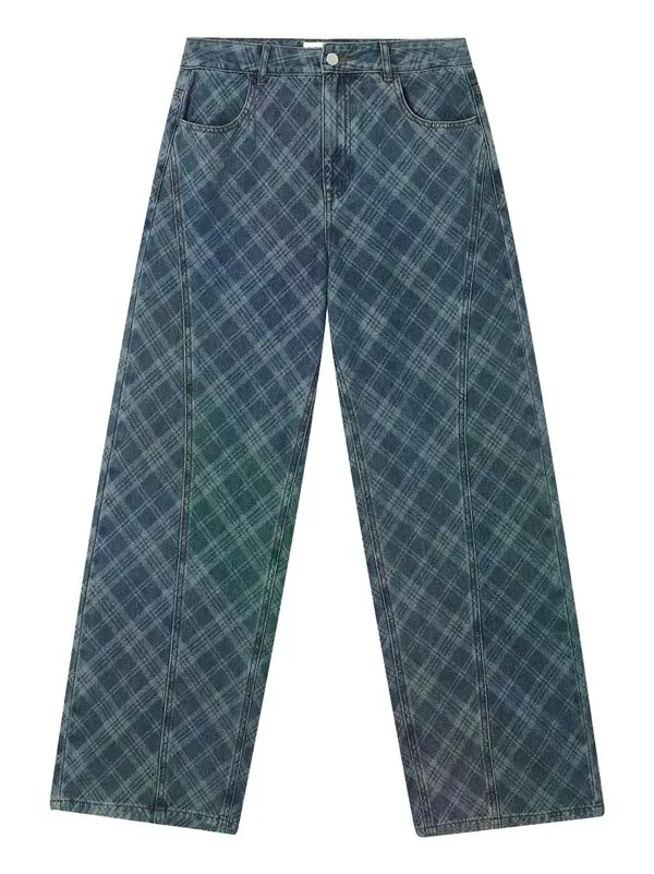 B+AB Plaid Denim Jeans - Blue