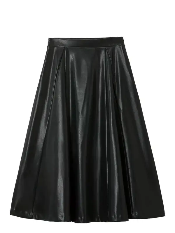 B+AB A-line Pleated Midi Skirt - Black