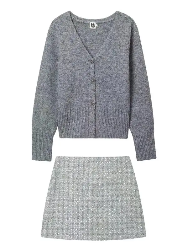 B+AB Button Skirt - Grey
