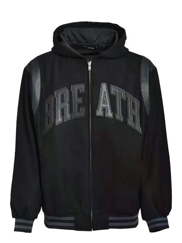 BREATH Logo-patch Bomber Jacket - Black