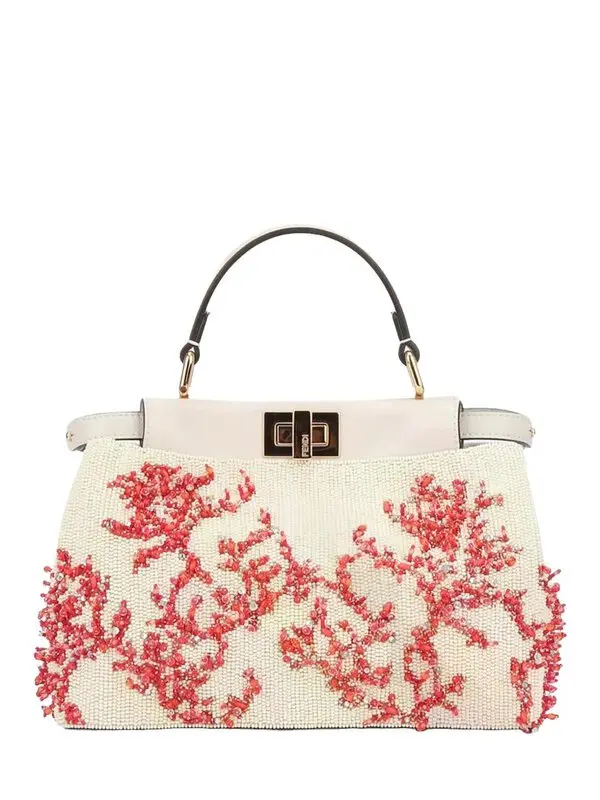 Fendi Peekaboo Mini Bag With Embellishments - Neutrals
