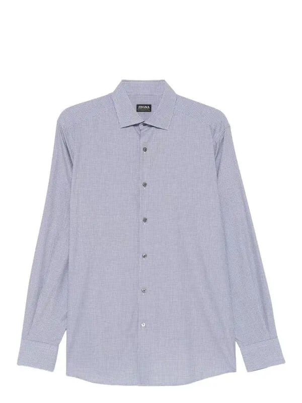 Zegna Buttoned Check-patterned Shirt - Blue