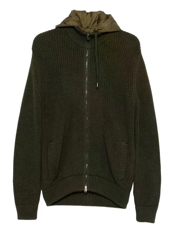 Herno Zip Hooded Cardigan - Green