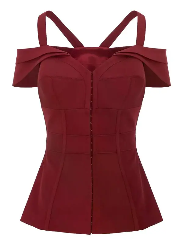 MURMUR Off-shoulder Corset Top - Red