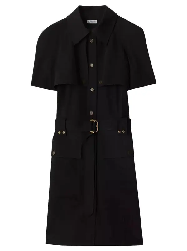 Burberry Buckle-belted Wool Dress - Black