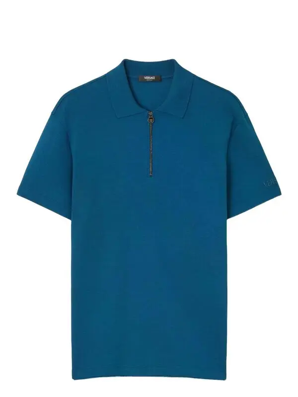 Versace Medusa Zip-up Polo Shirt - Blue