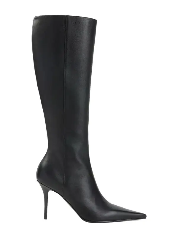 Amina Muaddi Pointed-toe Leather Boots - Black