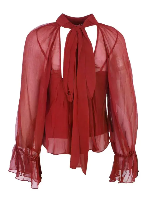 Staud Roux Ruffled Top - Red