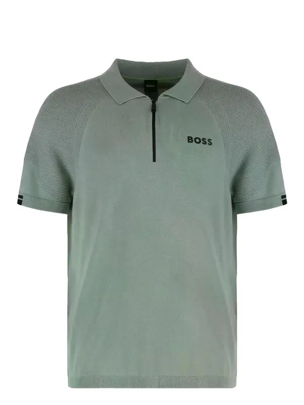 BOSS Ribbed-cuffs Zip-fastening Polo Shirt - Green