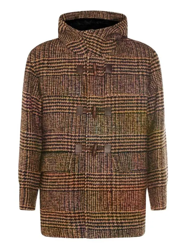 Herno Hooded Check-pattern Coat - Brown
