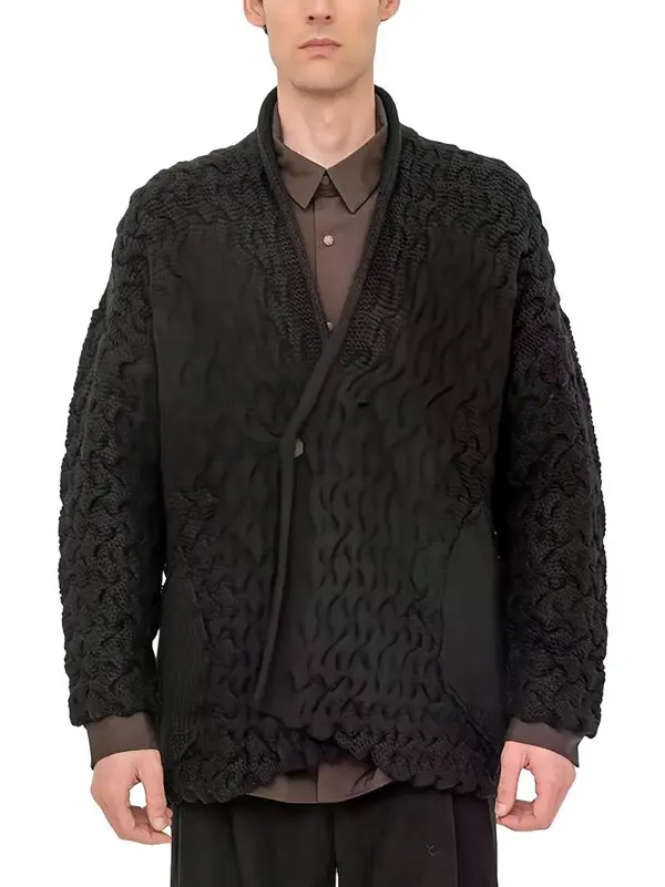 DEVOA Textured Cardigan - Black