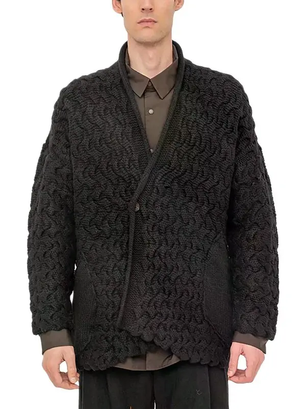 DEVOA Textured Cardigan - Black