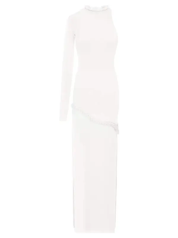 MANURI Braided-detail One-sleeve Maxi Dress - White
