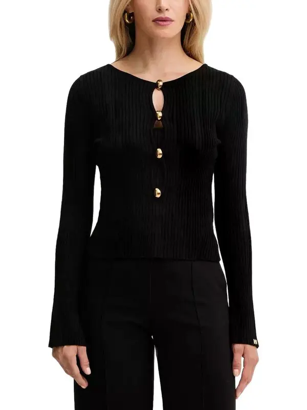 MARCIANO Button-detail Ribbed Top - Black