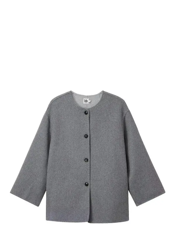 B+AB Buttoned Jacket With Scarf Detail - Grey