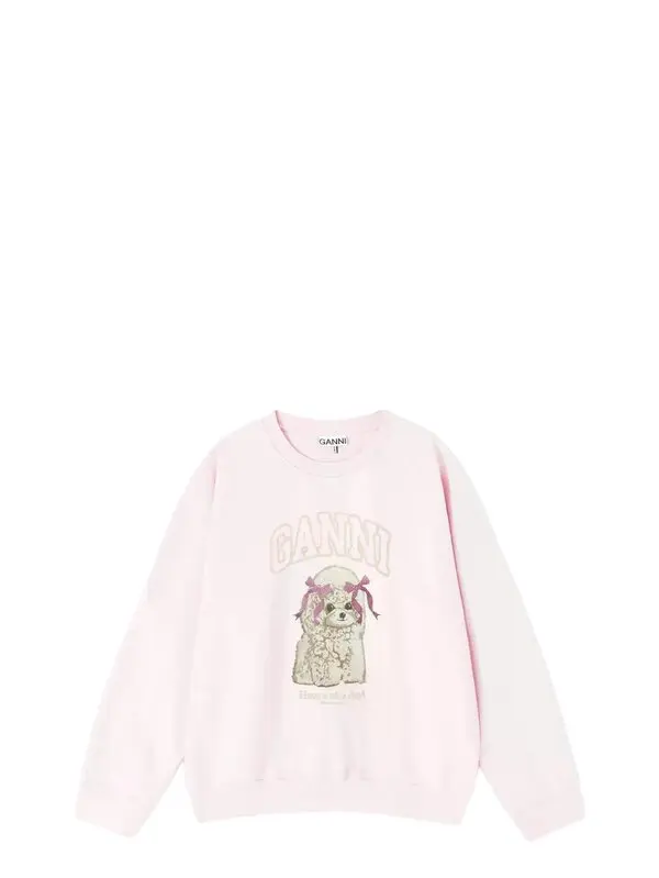 GANNI Graphic-print Sweatshirt - Pink