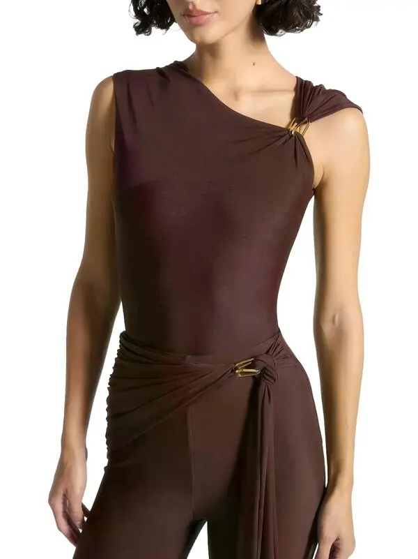 Manière De Voir Asymmetric-neck Bodysuit - Brown