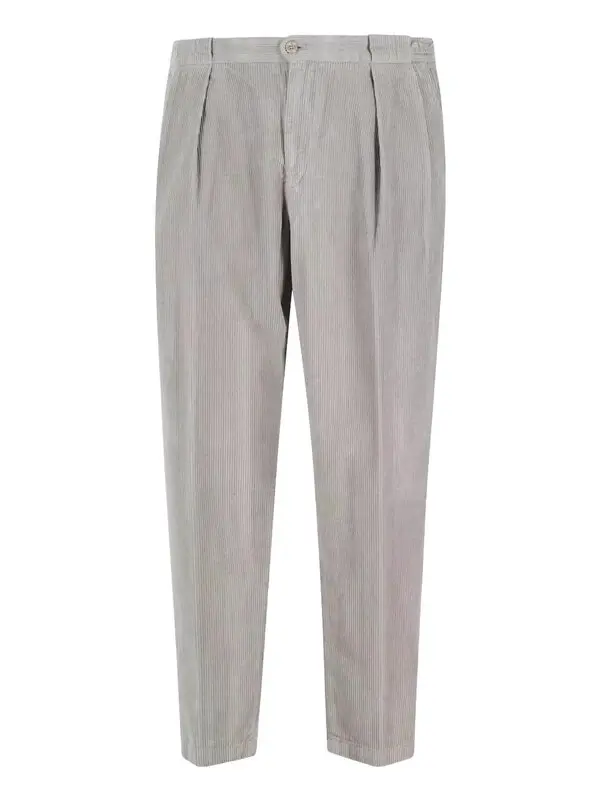 BRIGLIA 1949 Pleated Corduroy Trousers - Grey