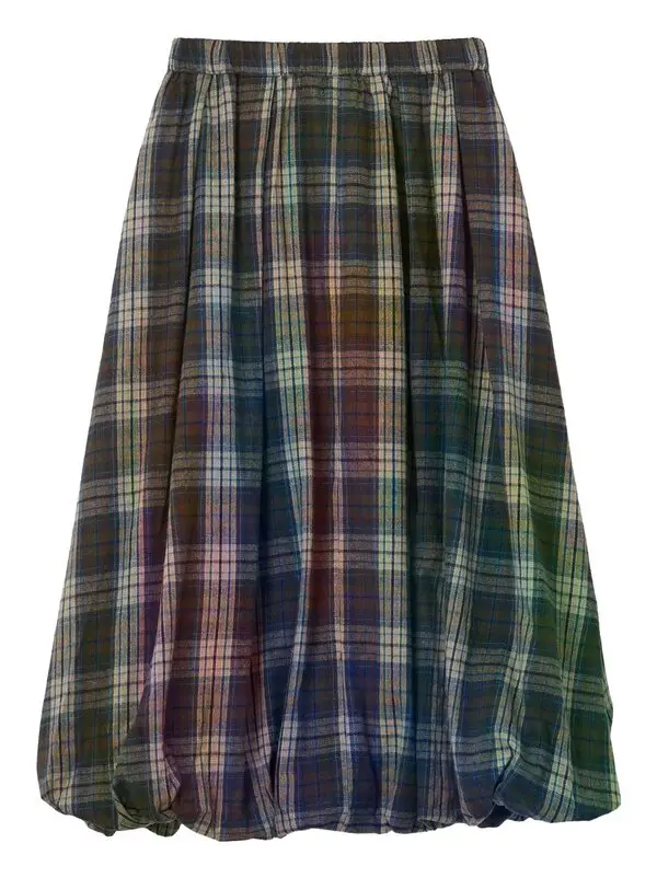 B+AB Tartan Pocket Midi Skirt - Brown