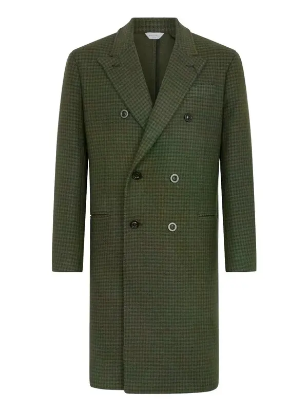 Boglioli Checked Double-breasted Coat - Green