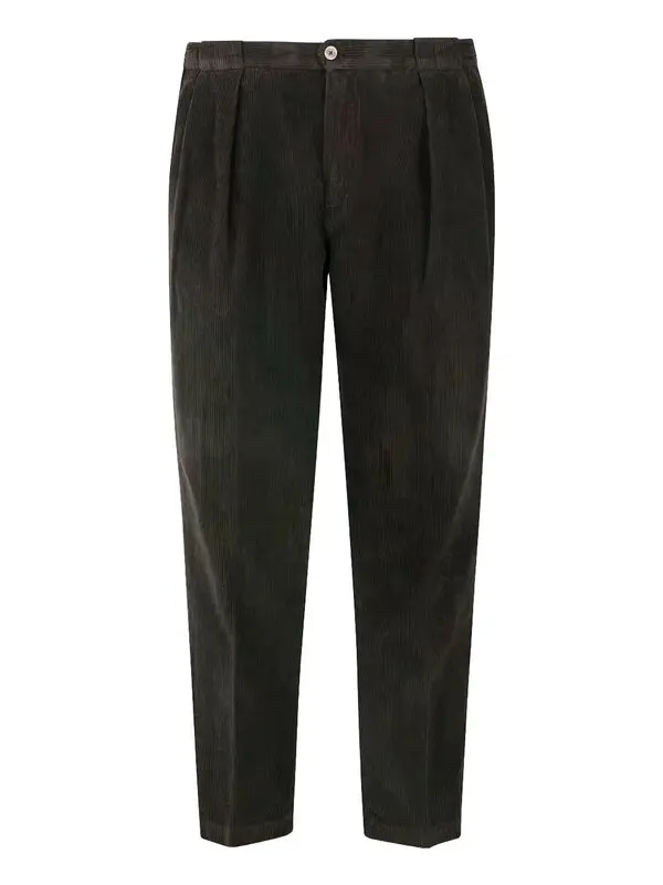 BRIGLIA 1949 Pleated Corduroy Trousers - Brown