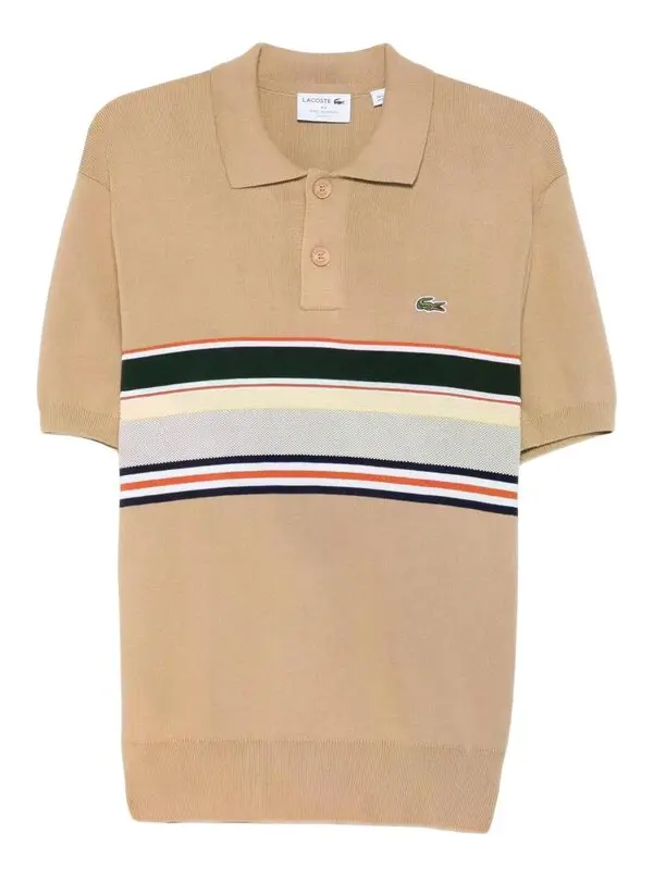 Lacoste Striped Short-sleeve Knitwear - Neutrals